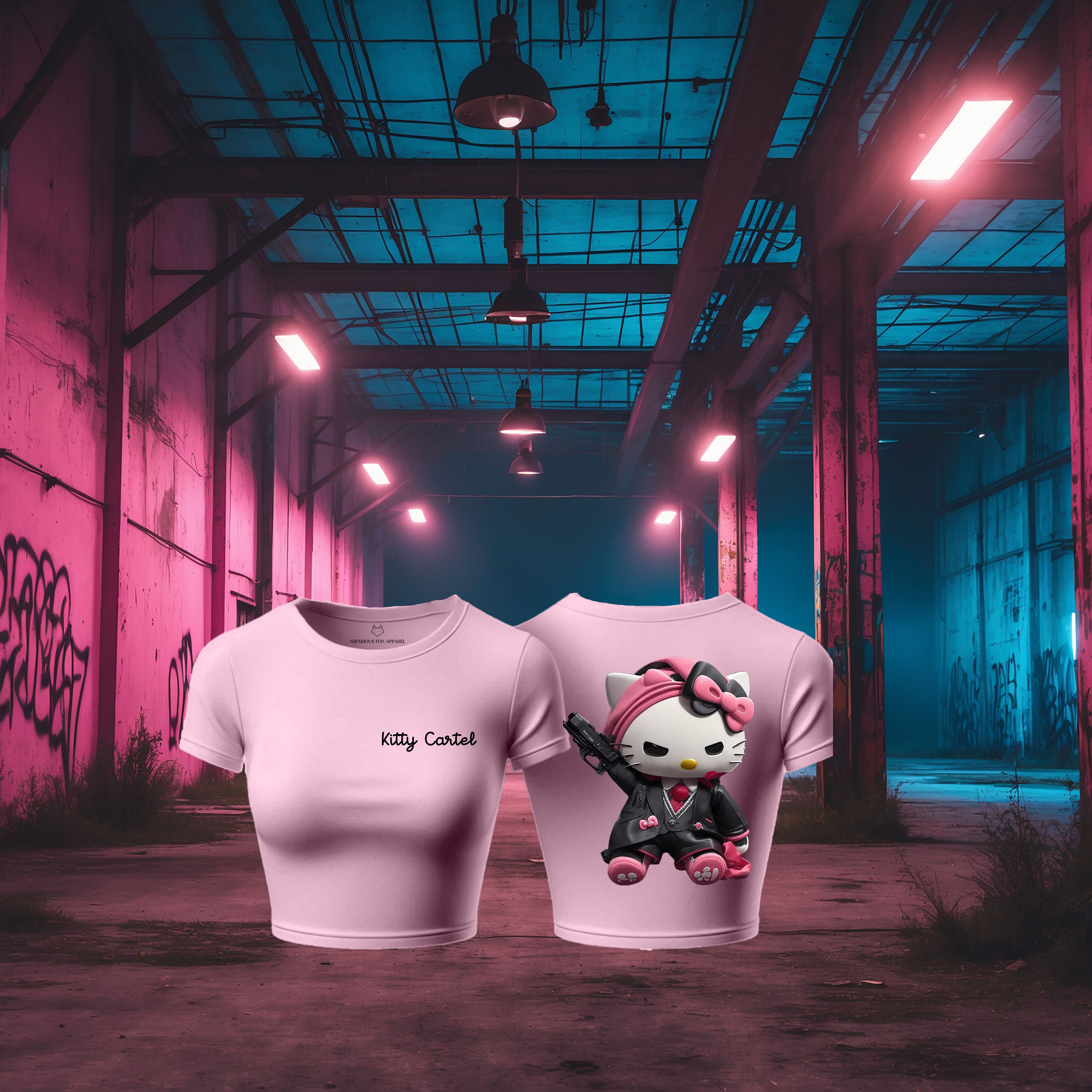 Kitty Cartel – Oversized Tee / Crop Top – Nefarious Fox Apparel